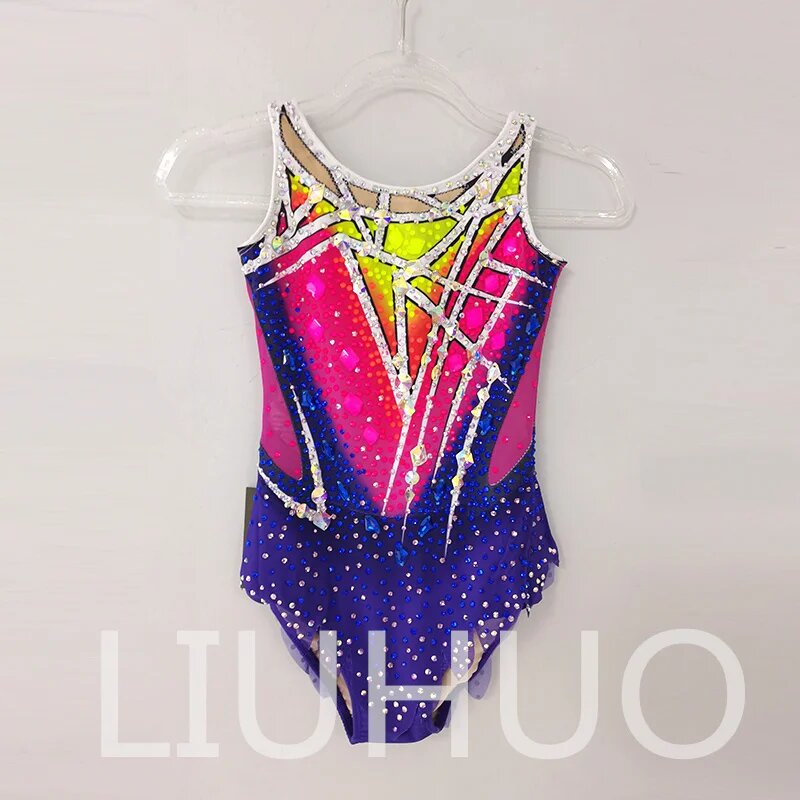 LIUHUO Купальник для художественной гимнастики из спандекса для девочек L