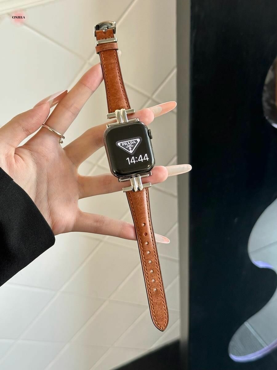 Кожаный Ремешок Для Часов В Стиле Ретро С Двойной Трубкой, Размер IWatch 42мм 45мм 44мм 46мм 49мм, Подходит Для Apple Watch Серии 1-10 SE ULTRA 2