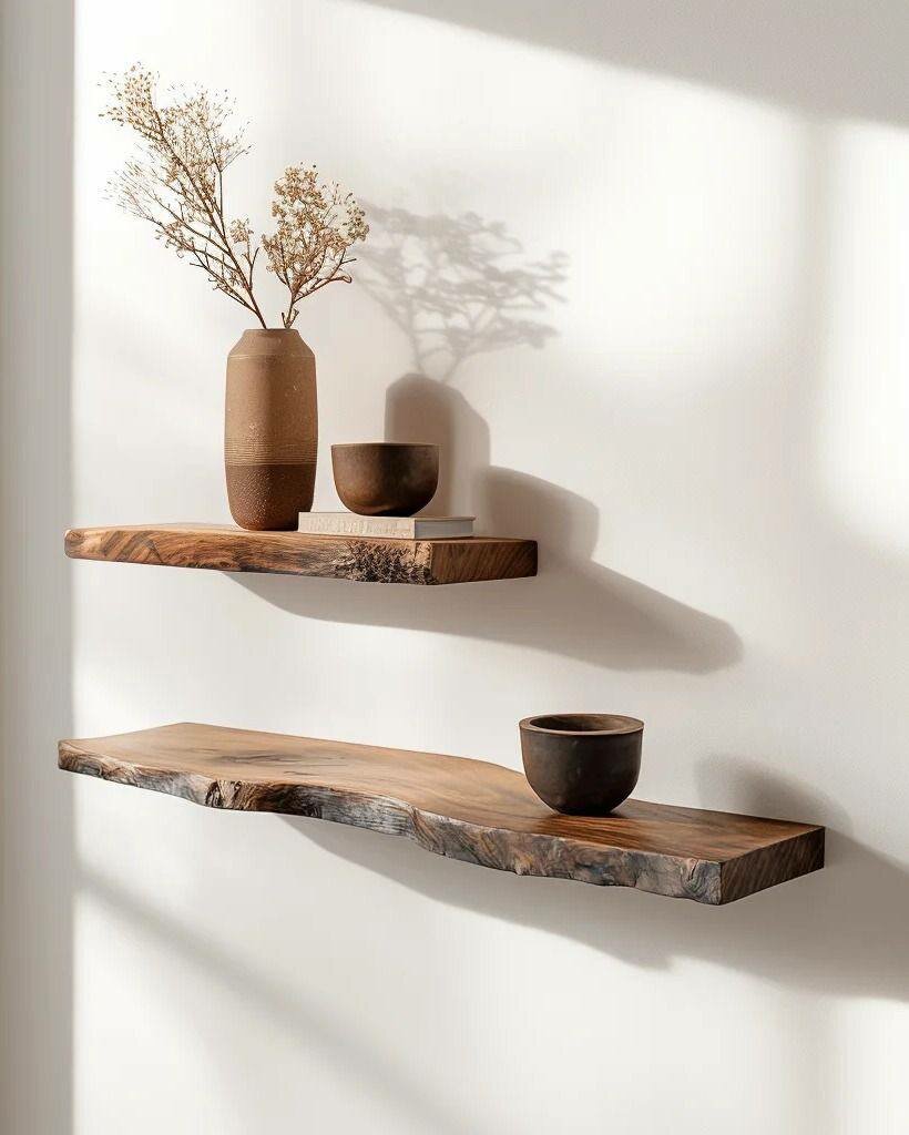 Полка Roark лофт из массива дерева с живым краем, 500х250х40