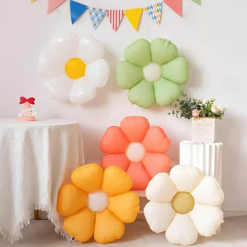 Воздушные шары из фольги с цветами для фотосессий, свадеб и дней рождения, набор 5 штук, подсолнухи и маргаритки