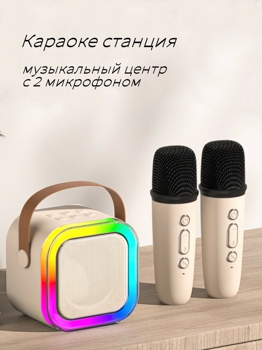 Караоке станция, детская караоке колонка, с 2 микрофоном