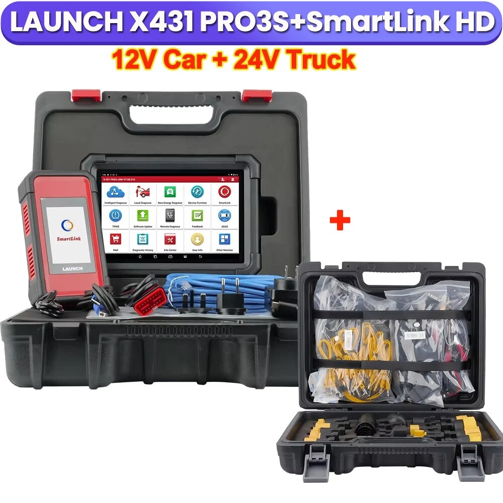 Новое поступление-LAUNCH X431 PRO3S+ SmartLink HD 12 В для автомобиля 24 В для EU RU UK Version
