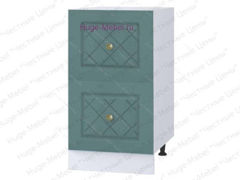 Нижний шкаф кухонный с двумя ящиками 400 Модена (дуб бирюза) Huge Mebel . Ширина 400 Высота 840. Кухонные шкафы