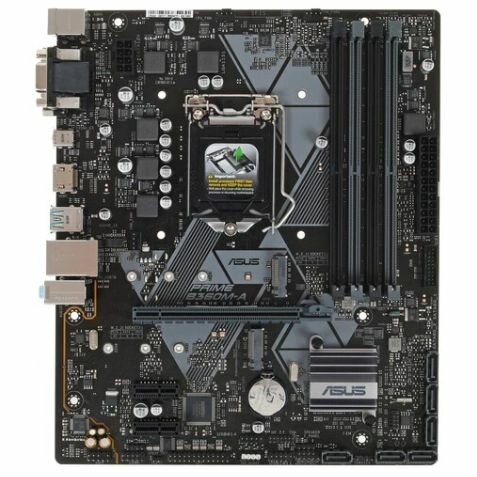 Материнская плата ASUS PRIME B360M-A (B360M-A) - LGA 1151v2, Intel B360, 4xDDR4-2666 МГц, 1xPCI-Ex16, Micro-ATX