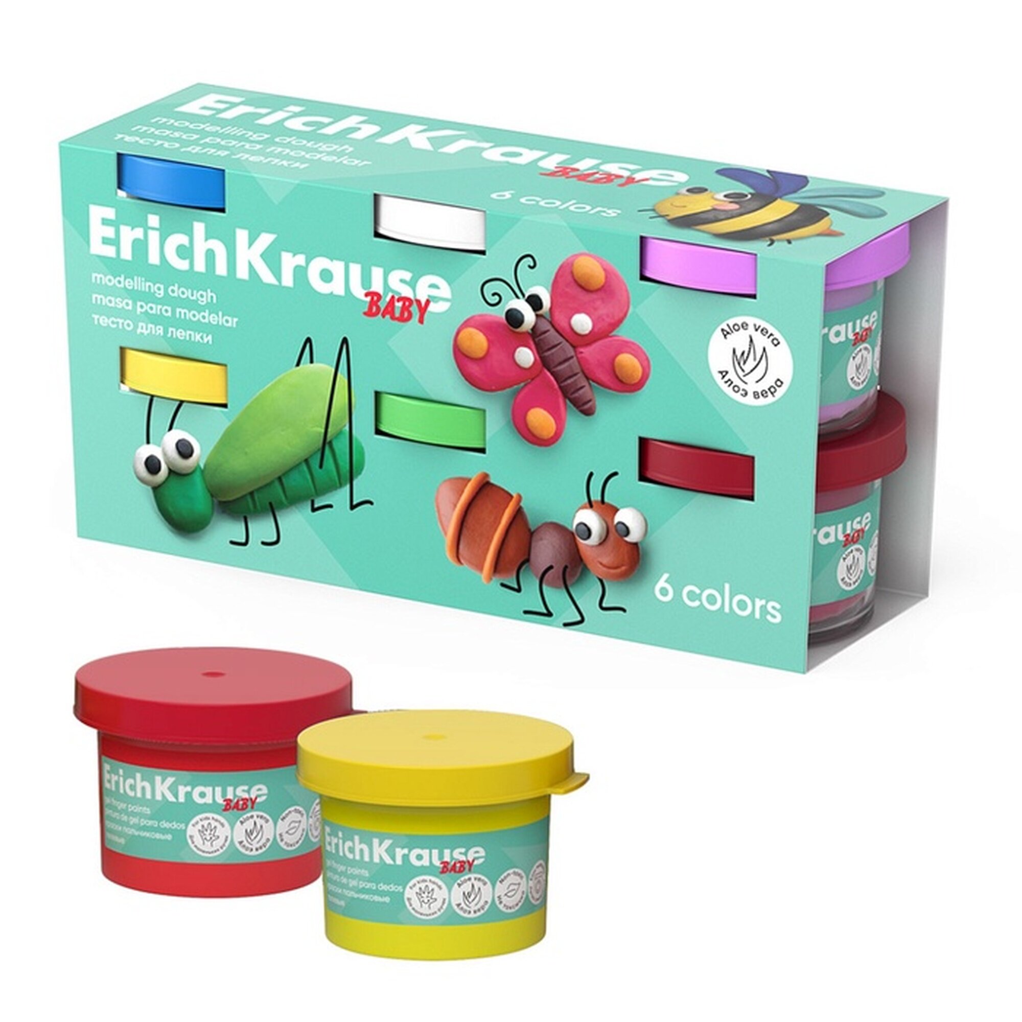 Тесто для лепки, 6 цветов по 35 г, ErichKrause "Baby", С Алоэ Вера, в коробке-рукаве