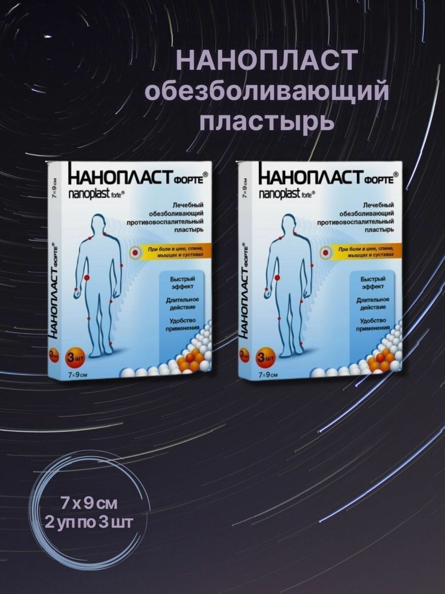 Пластырь обезболивающий 7х9 см 3шт/уп. NANOPLAST forte / Нанопласт форте