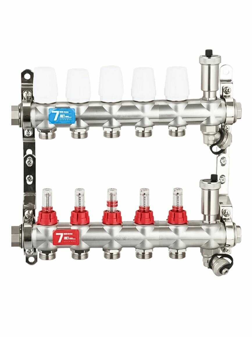 Группа коллекторов с расходомерами VIEIR VR116-05A 05 выхода нержавеющая сталь, без кранов