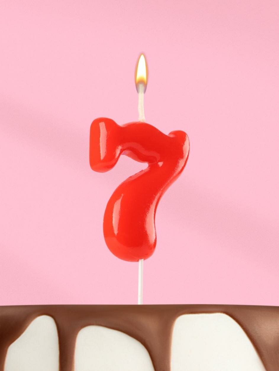 Свеча в торт Омский свечной завод «Красная», цифра 7, цвет красный
