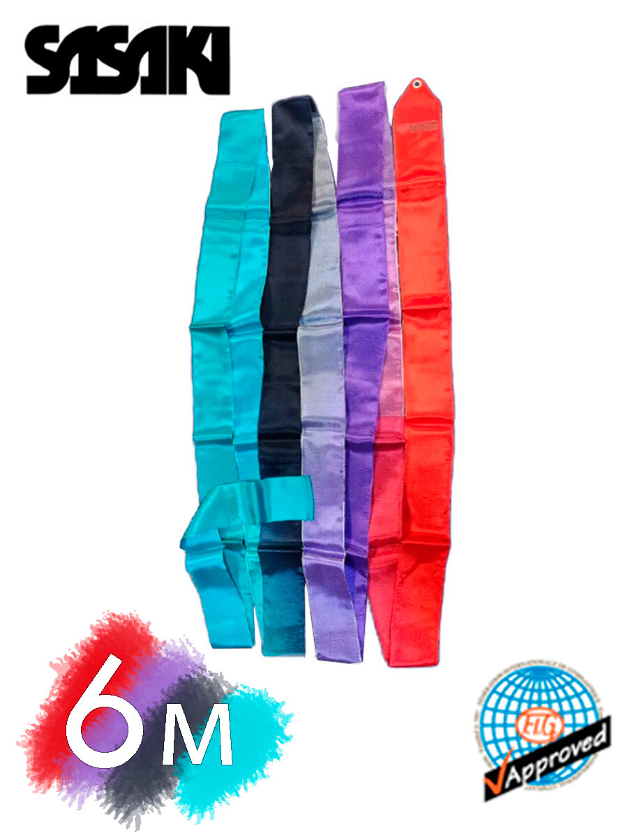 SASAKI Лента M-71AG 6м FIG 031 (Красный-фиолетовый-черный-голубой)