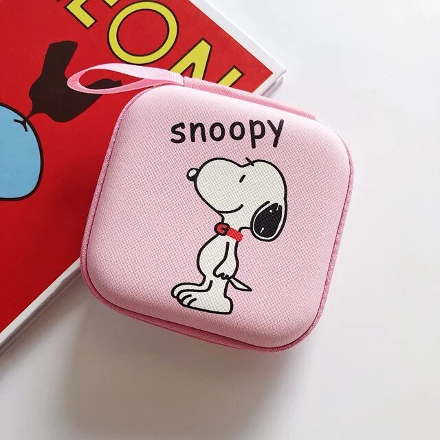 Snoopy USB маленькая сумка для хранения наушников USB жесткий чехол водонепроницаемый чехол для наушников ключи монеты кабели SD карты квадратный держатель