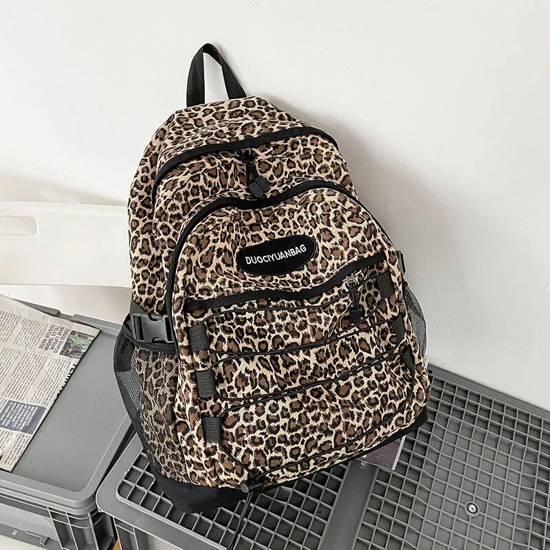 Женский рюкзак с леопардовым принтом в ассортименте, Leopard Backpack, Унисекс