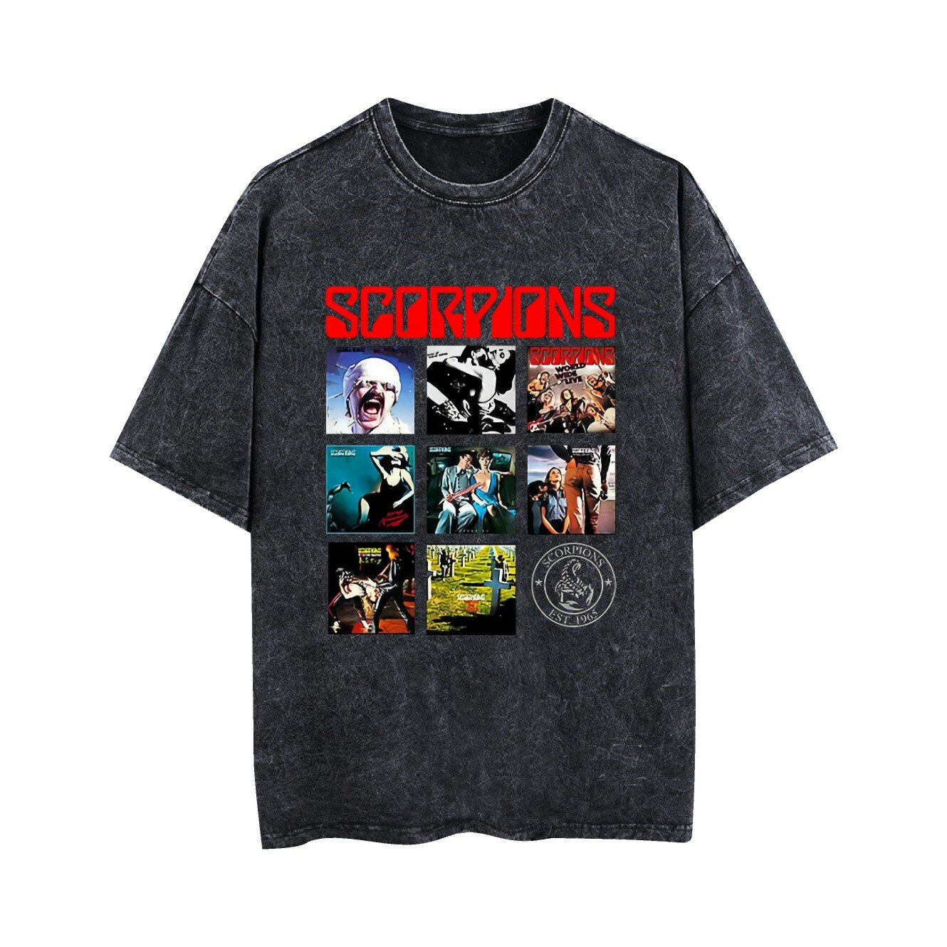 Ретро-футболка Scorpions 50th Annivetsary Черный ретро-костюм с коротким рукавом