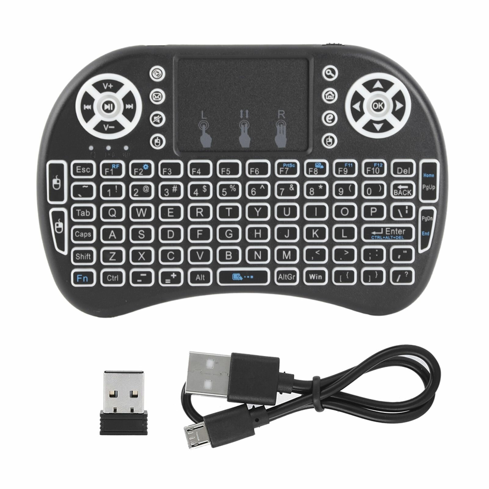 Беспроводная клавиатура Mini Flymouse с сенсорной панелью 2.4G, маленькая зеленая подсветка, мышь для Smart TV, ПК, медиаплеера