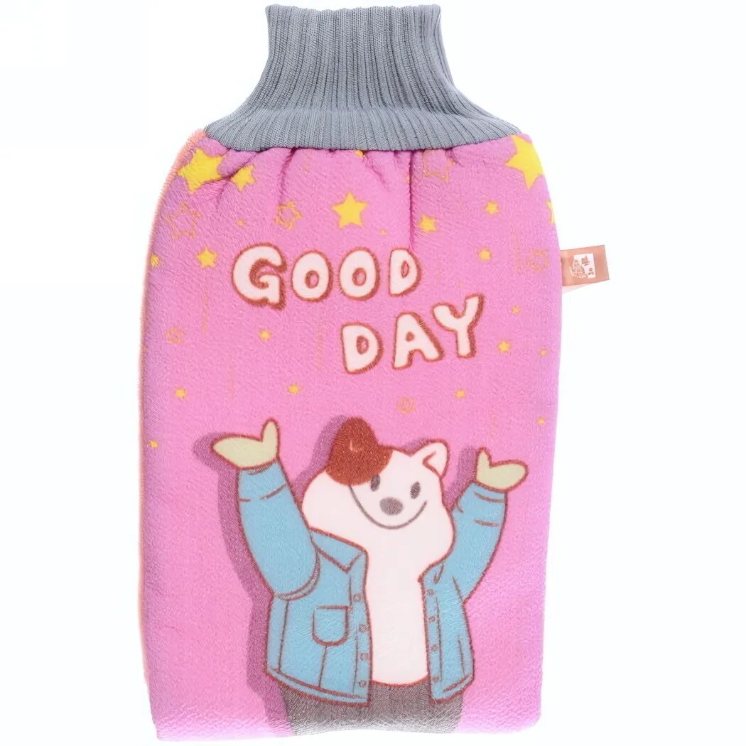 Мочалка-варежка для тела «Ultramarine - Good Day», розовая, 15х22см, удобная
