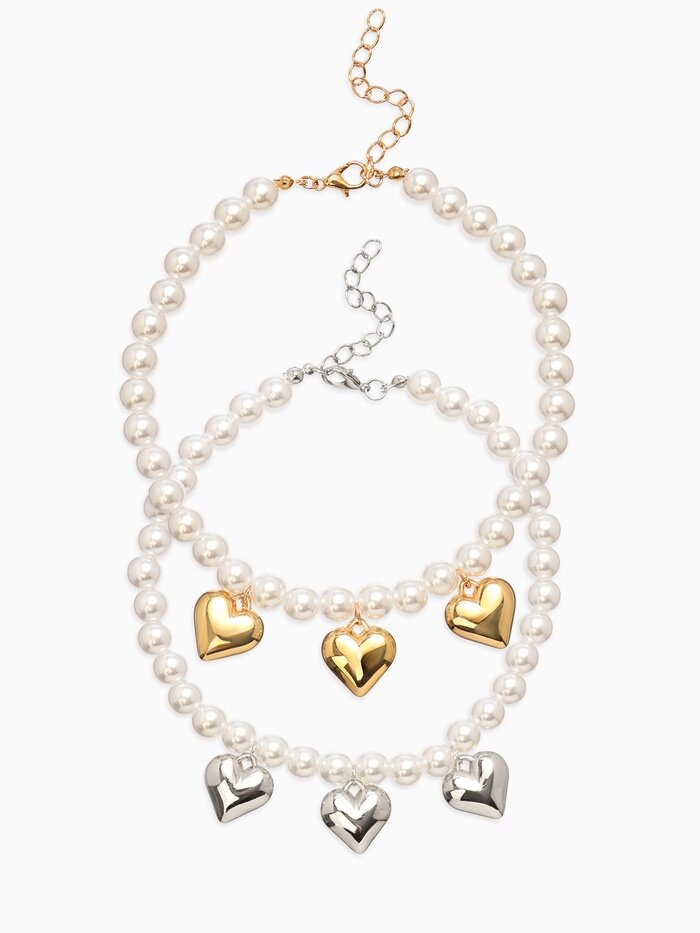 Обвес на штаны «Сердечки», набор 2 шт. цвет золото, серебро