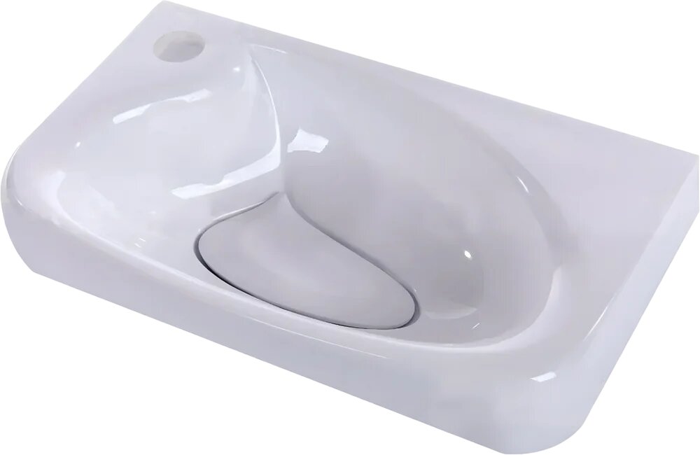 Раковина маленькая в туалет Madera Bio 40 мини, прямоугольная, белая, 40 см, российская