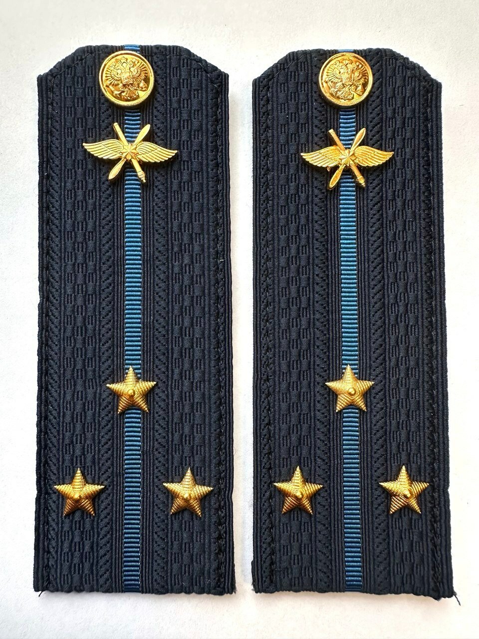 Погоны ВКС ВВС с фурнитурой темно-синие Старший Лейтенант пластиковые