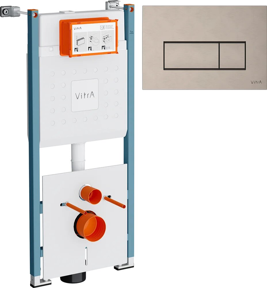 Комплект Инсталляция VitrA Ви-Фикс Кор (V-Fix Core) 732-5800-01PV / Кнопка Рут Скуэр (Root Square) 740-2395 цвет никель