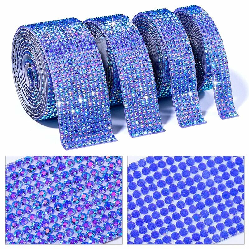 QIAO Самоклеящиеся стразы из смолы 14 цветов Синий, 4 Rows - 8mm, Jelly Sapphire AB