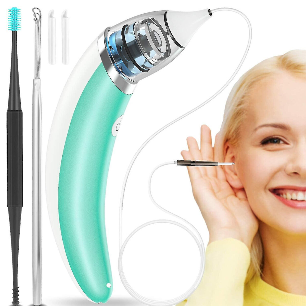 Инструмент для удаления ушной серы, электрический очиститель ушей, мягкий набор для удаления ушной серы, многоразовый, с мощной всасывающей способностью, 5 уровней вакуума, набор 3 в 1 для удаления ушной серы