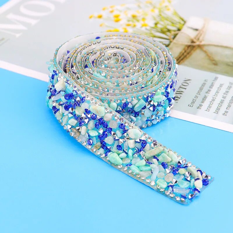 1 ярд красочные кристаллы и стразы, исправление, железная лента, блестящие камни, наклейка для DIY, пояс, свадебное платье, одежда, повязка для волос