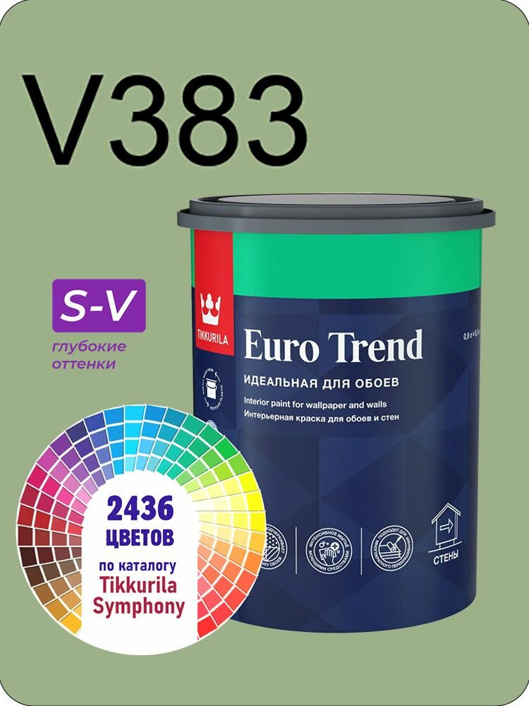 Краска для обоев Tikkurila Euro Trend 0,9л. глубокие оттенки V383