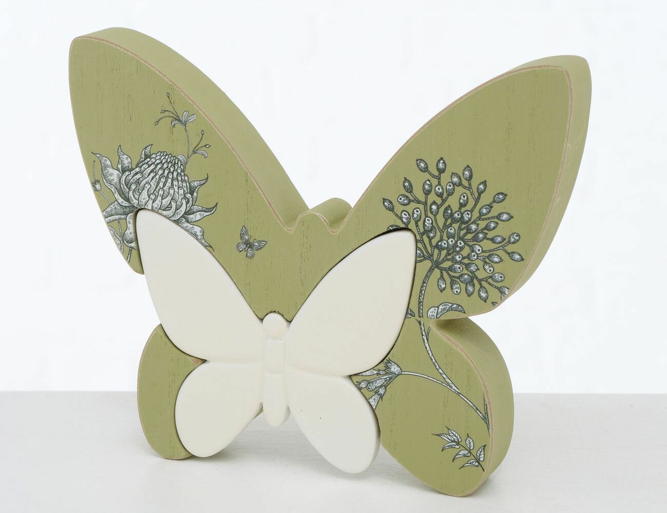 Декоративная фигурка бабочка В бабочке, дерево, зеленая, 18 см, Boltze 2021268-1