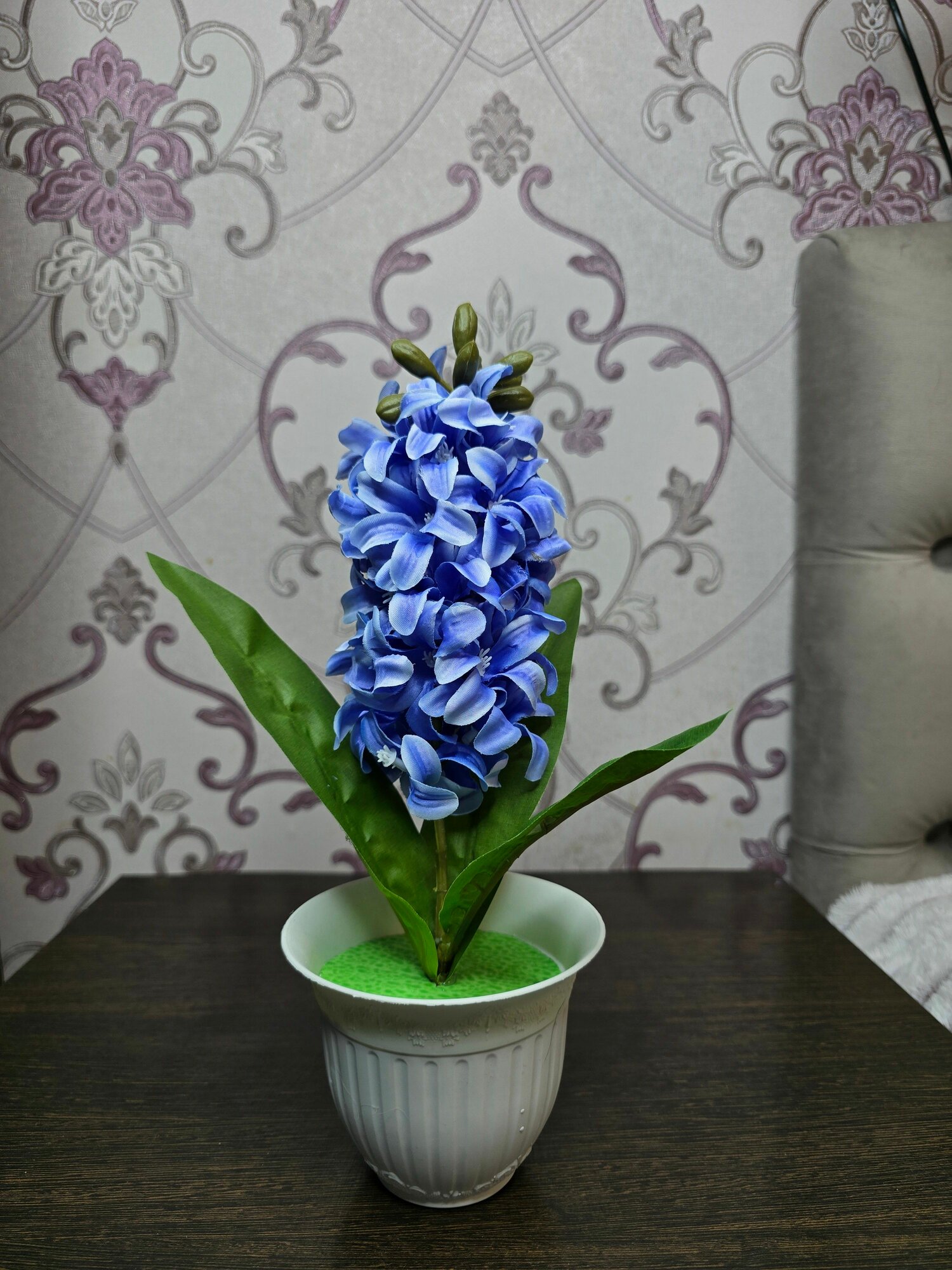 Искусственное растение Holodilova Гиацинт, голубое, в горшке