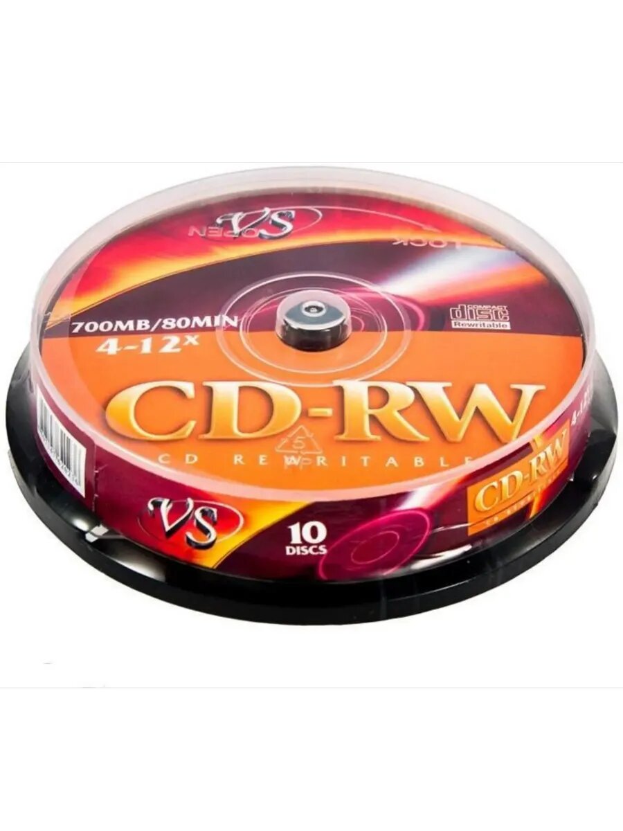 Диски VS CD-RW 80 4-12x CB/10 10 штук VSCDRWCB1001