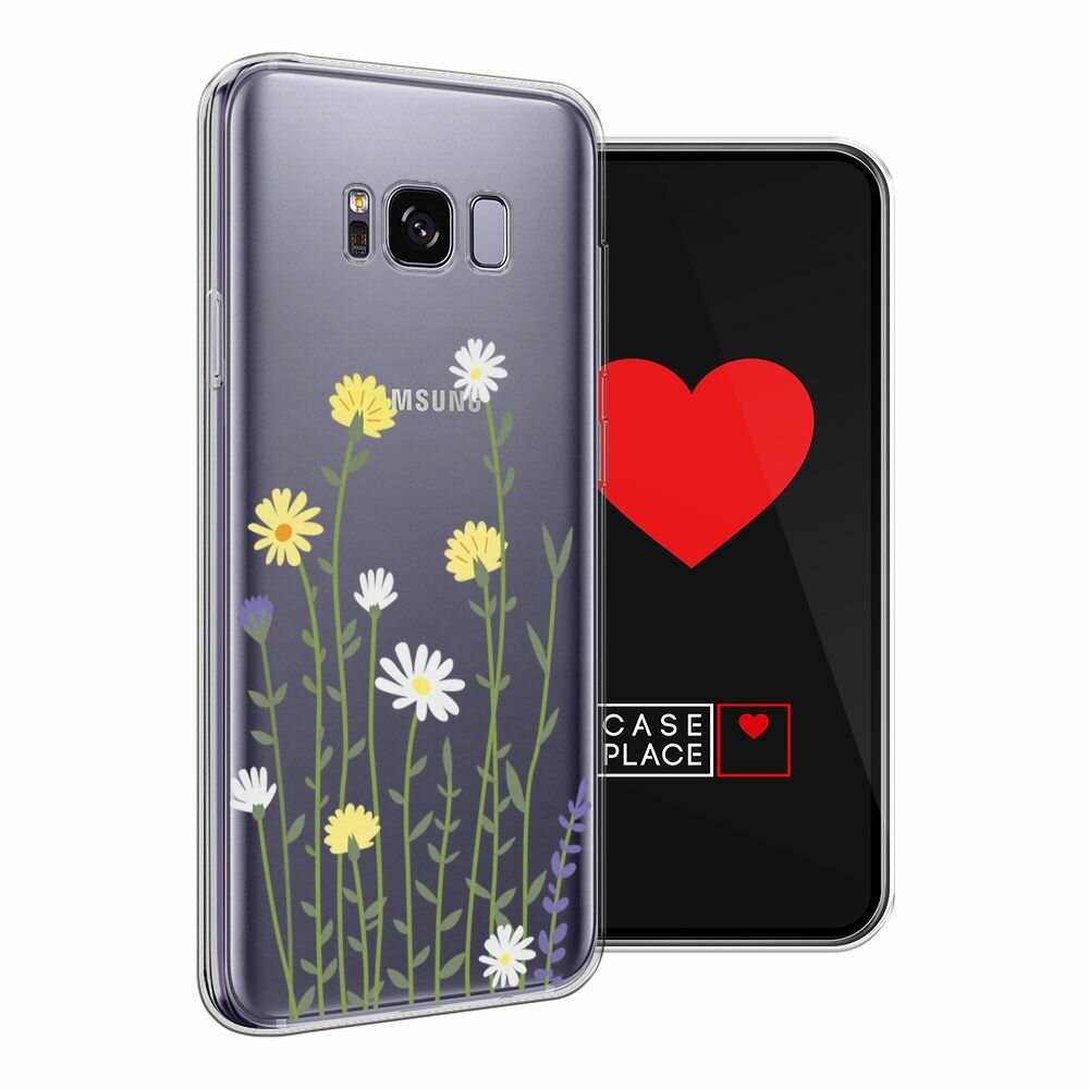 Чехол на Samsung Galaxy S8 + / Самсунг Галакси С8 Плюс с принтом "Пучок полевых цветов", прозрачный — фото 1