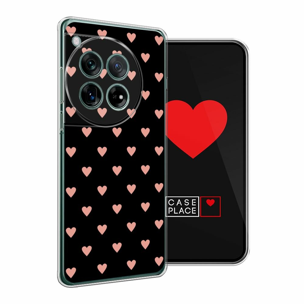 Чехол на OnePlus 12 / Ван Плас 12 с принтом "Розовые сердечки" — фото 1