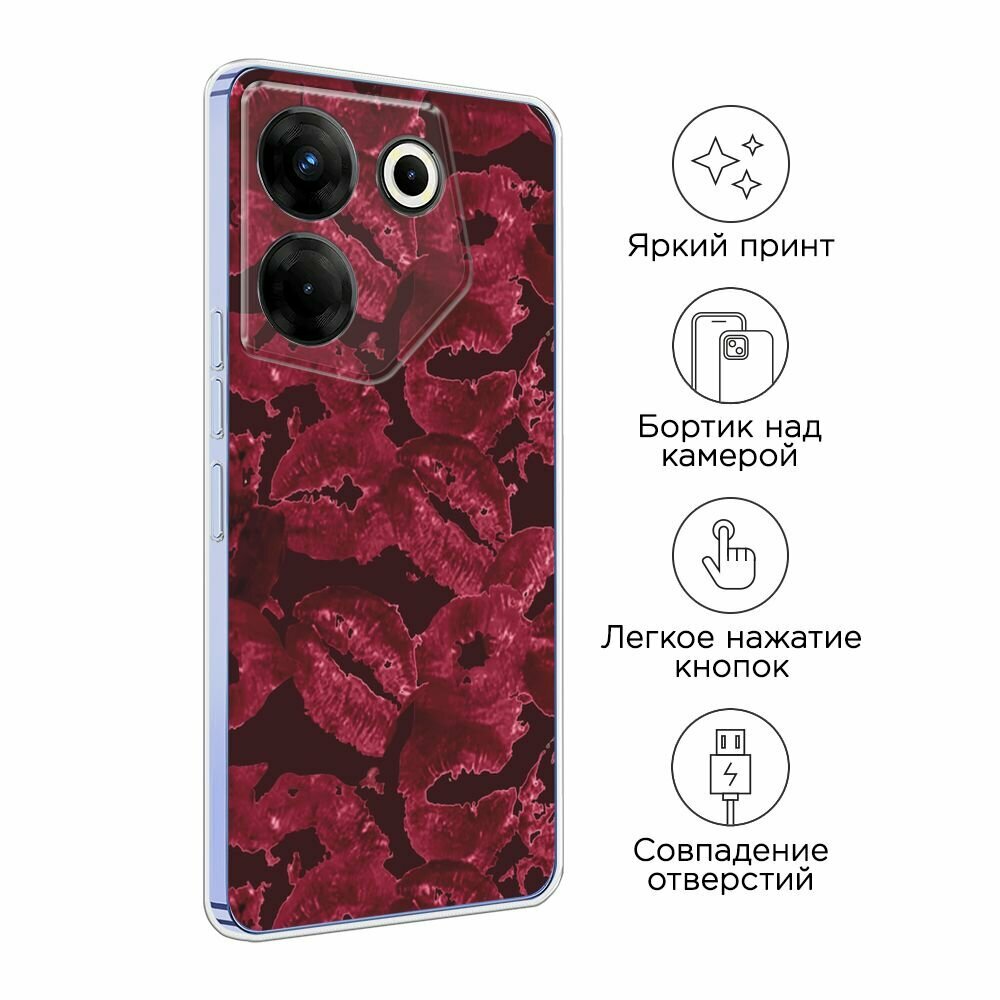 Чехол на Tecno Camon 20 Pro 5G / Текно Камон 20 Про 5G с принтом Помада паттерн 1 — фото 1