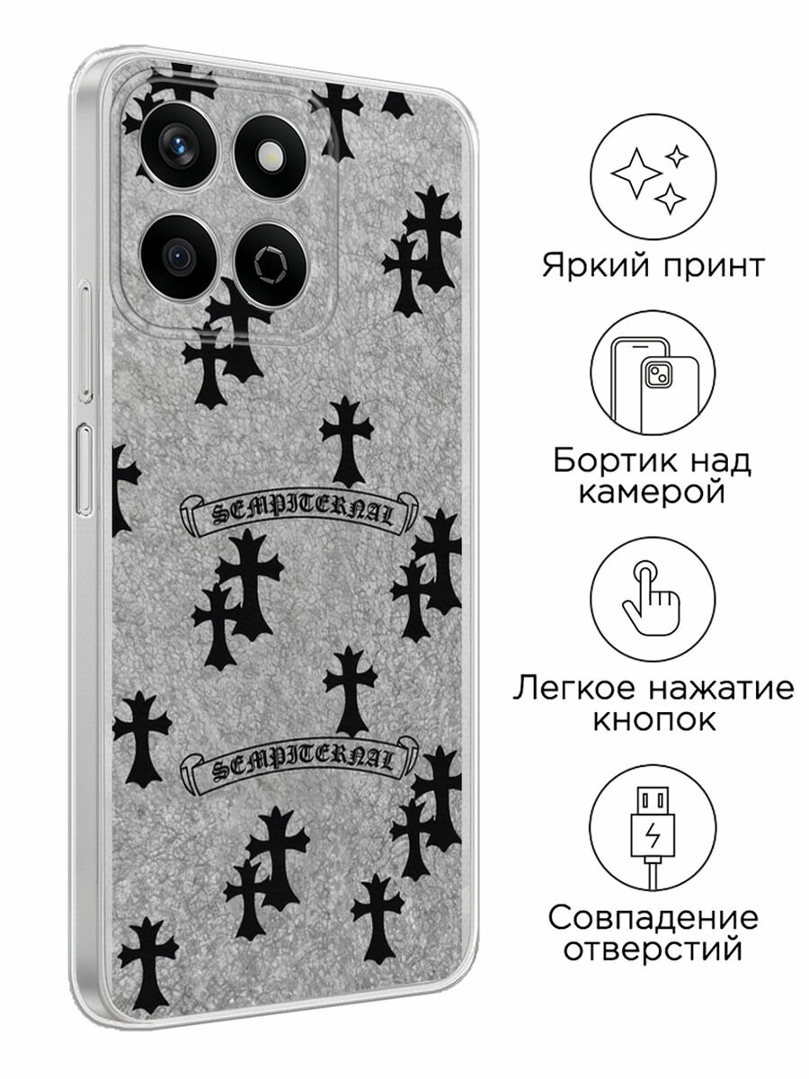 Силиконовый чехол на Honor X7c / Хонор X7c с принтом "Кресты паттерн 3" — фото 1