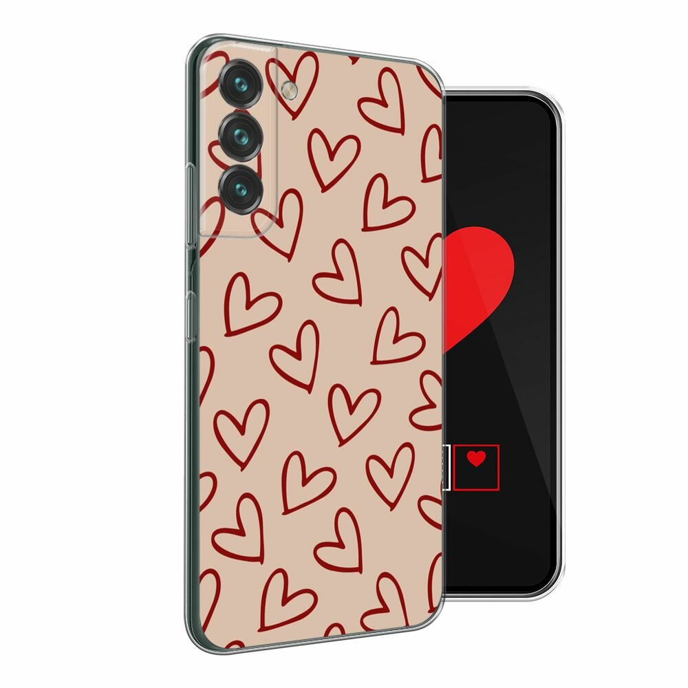 Чехол на Samsung Galaxy S22 / Самсунг Галакси S22 с принтом "Little hearts doodles 1 - 14 февраля" — фото 1