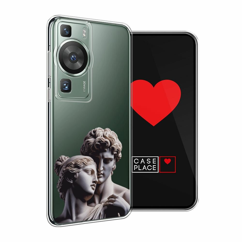 Чехол на Huawei P60/P60 Pro / Хуавей P60/P60 Про с принтом "Нежные скульптуры - 14 февраля", прозрачный — фото 1