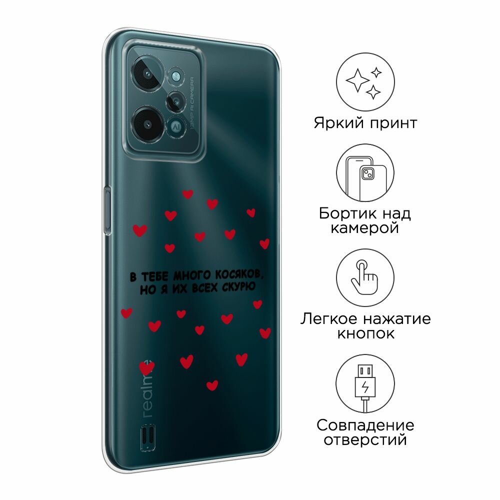 Чехол на Realme C31 / Реалми C31 с принтом "Косяки 1 - 14 февраля", прозрачный — фото 1