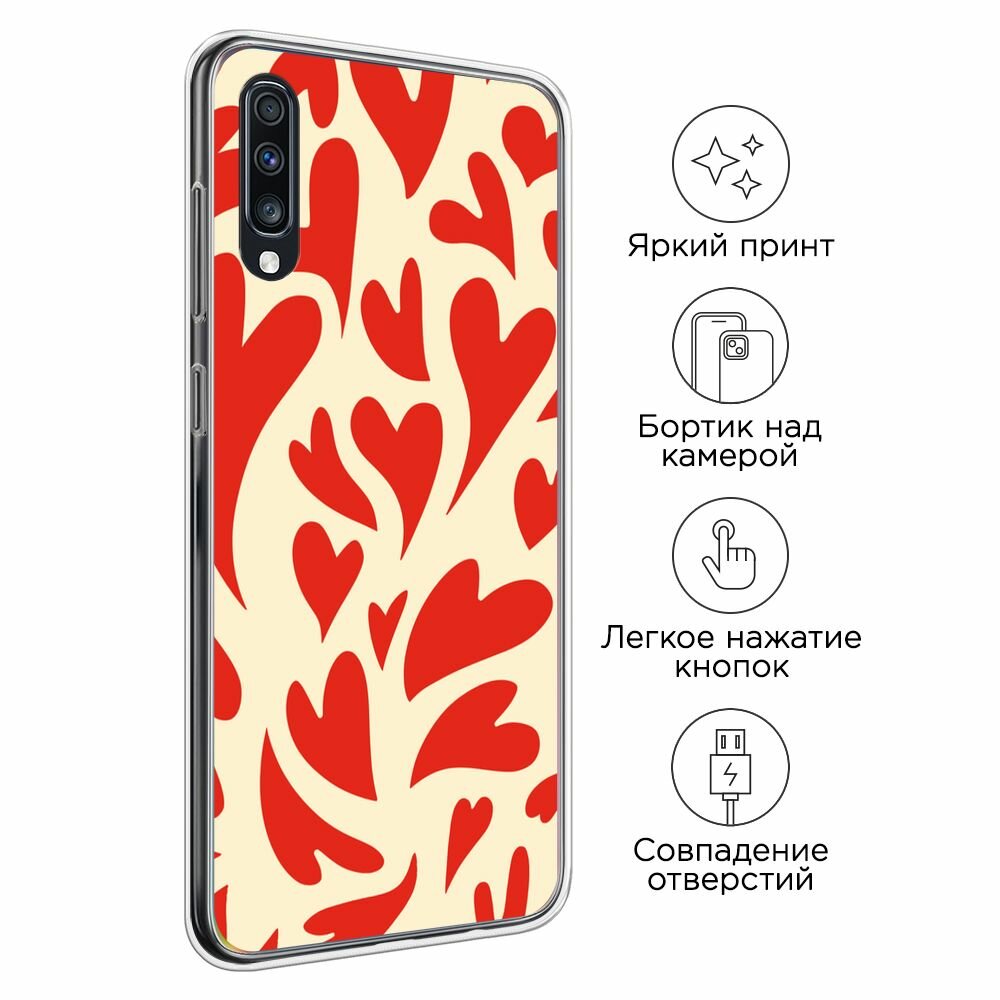 Чехол на Samsung Galaxy A70 / Самсунг Галакси А70 с принтом "Crazy hearts 1 - 14 февраля" — фото 1