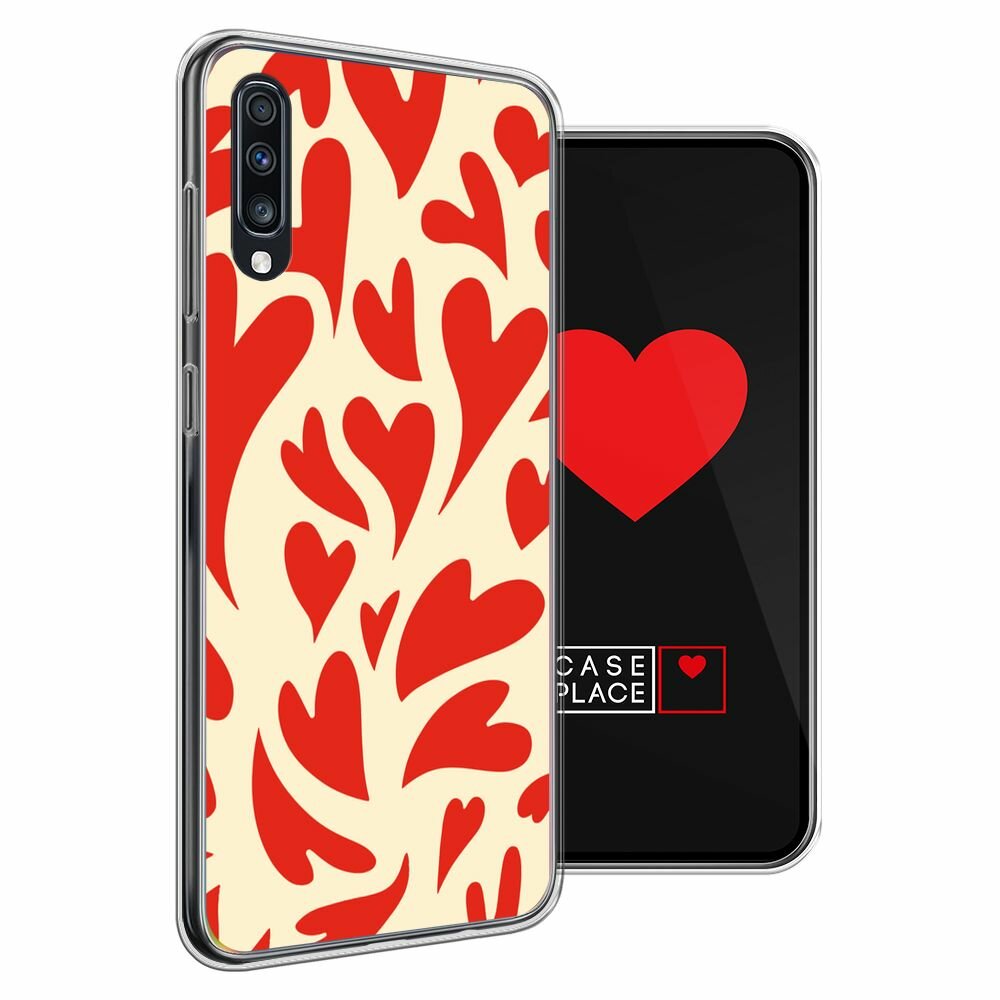 Чехол на Samsung Galaxy A70 / Самсунг Галакси А70 с принтом "Crazy hearts 1 - 14 февраля" — фото 1