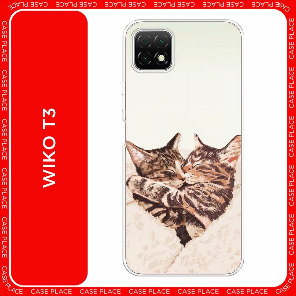 Чехол на Wiko T3 / Вико Т3 с принтом "Влюбленные котейки - 14 февраля"