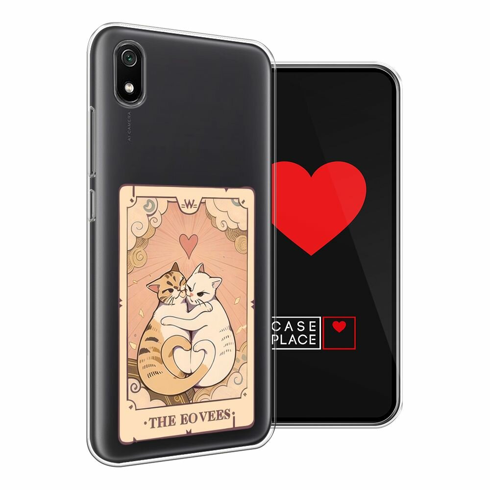 Чехол на Xiaomi Redmi 7A / Сяоми Редми 7А с принтом "The lovers cats 2 - 14 февраля", прозрачный — фото 1