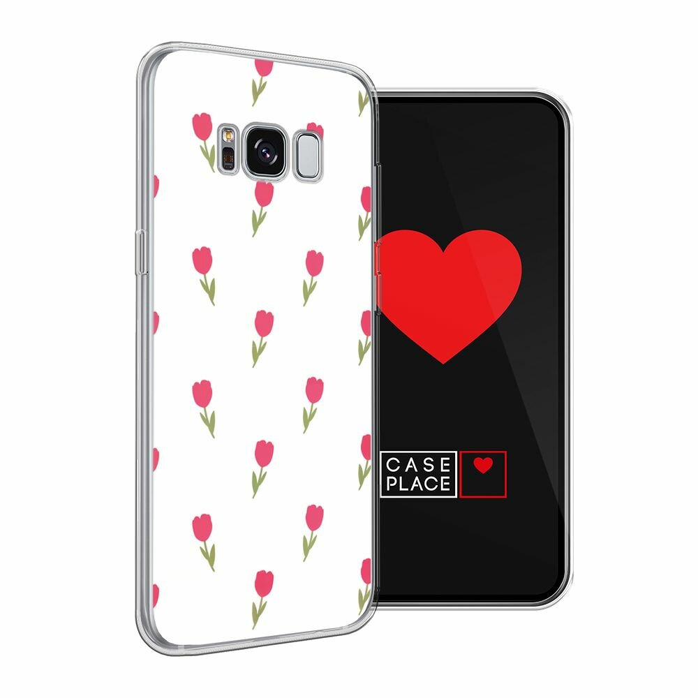 Чехол на Samsung Galaxy S8 / Самсунг Галакси С8 с принтом Паттерн из тюльпанов 1 — фото 1