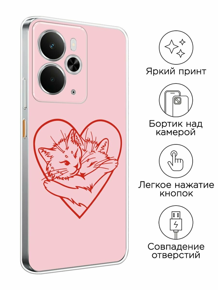 Чехол на Realme 14 5G / Реалми 14 5G с принтом "Влюблённые котики рисунок 1 - 14 февраля" — фото 1