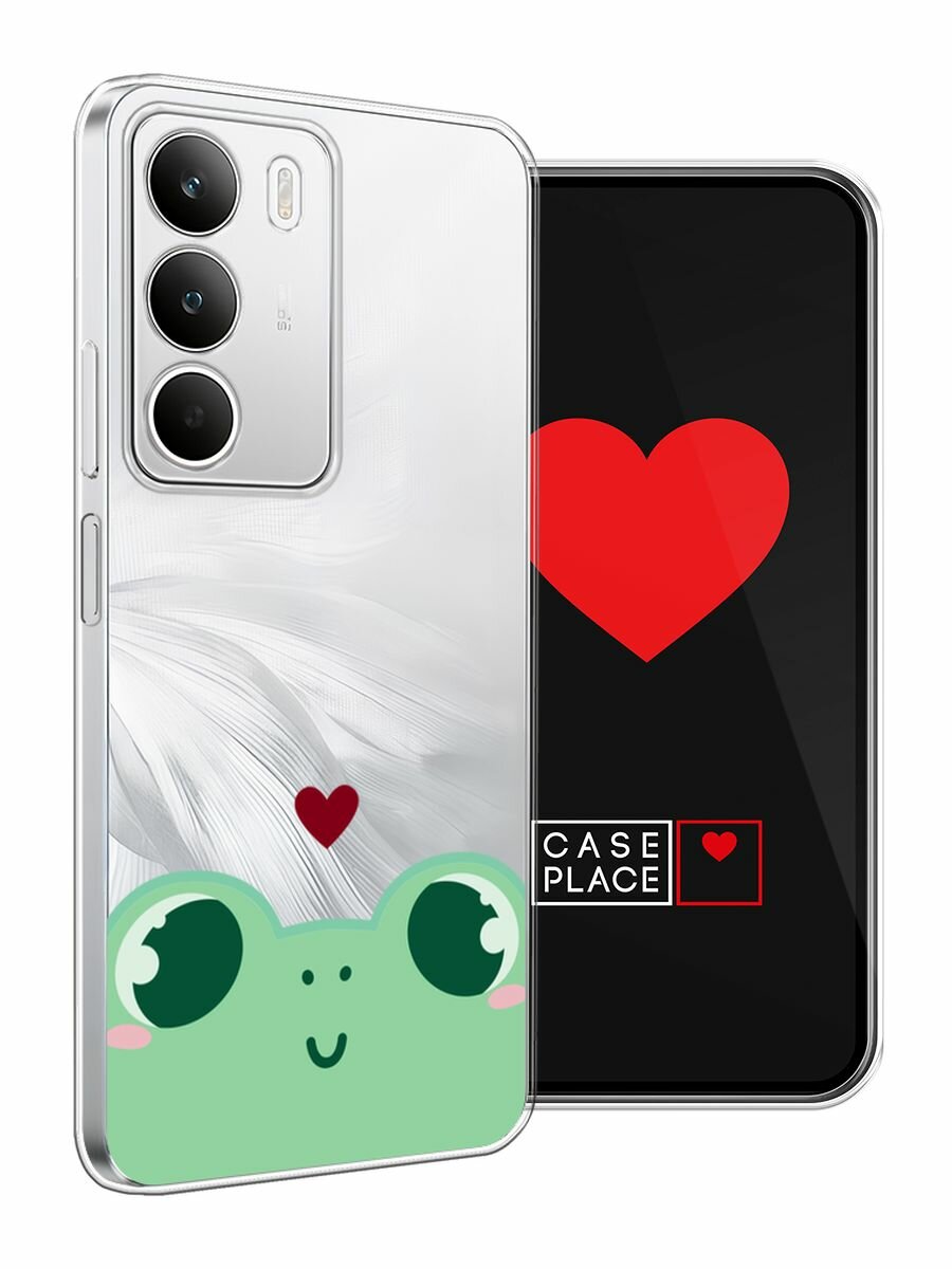 Чехол на Realme C71/P3 Lite 4G / Реалми С71/P3 Лайт 4G с принтом "Влюблённая лягушка - 14 февраля", прозрачный — фото 1