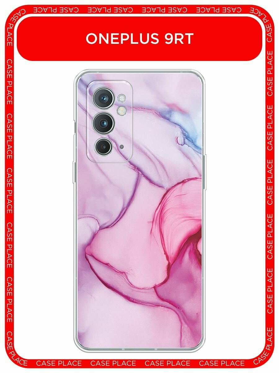 Чехол на OnePlus 9RT / ВанПлас 9RT с принтом "Розовые мраморные разводы"