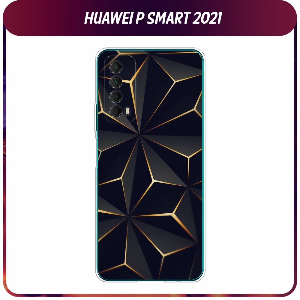 Чехол на Huawei P Smart 2021 / Хуавей П Смарт 2021 с принтом "Черные полигоны"