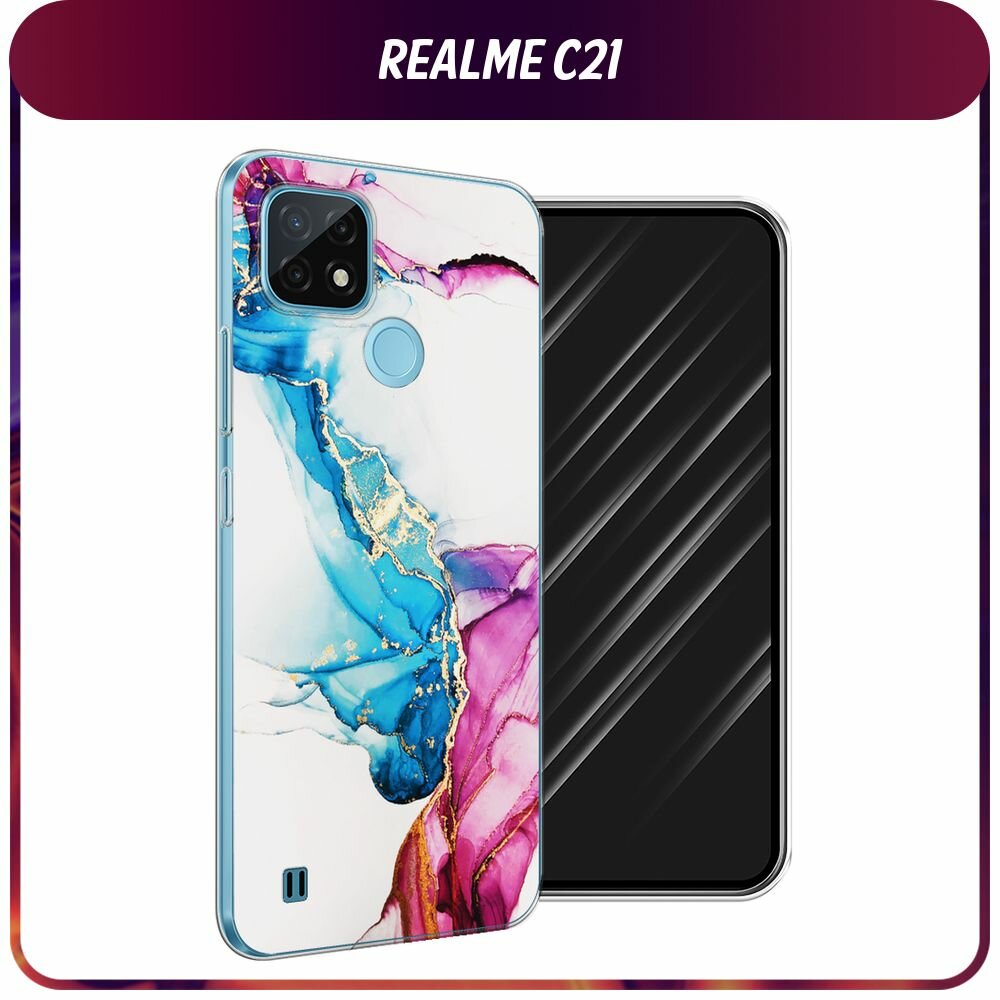 Чехол на Realme C21 / Реалми С21 с принтом "Розовые разводы рисунок"