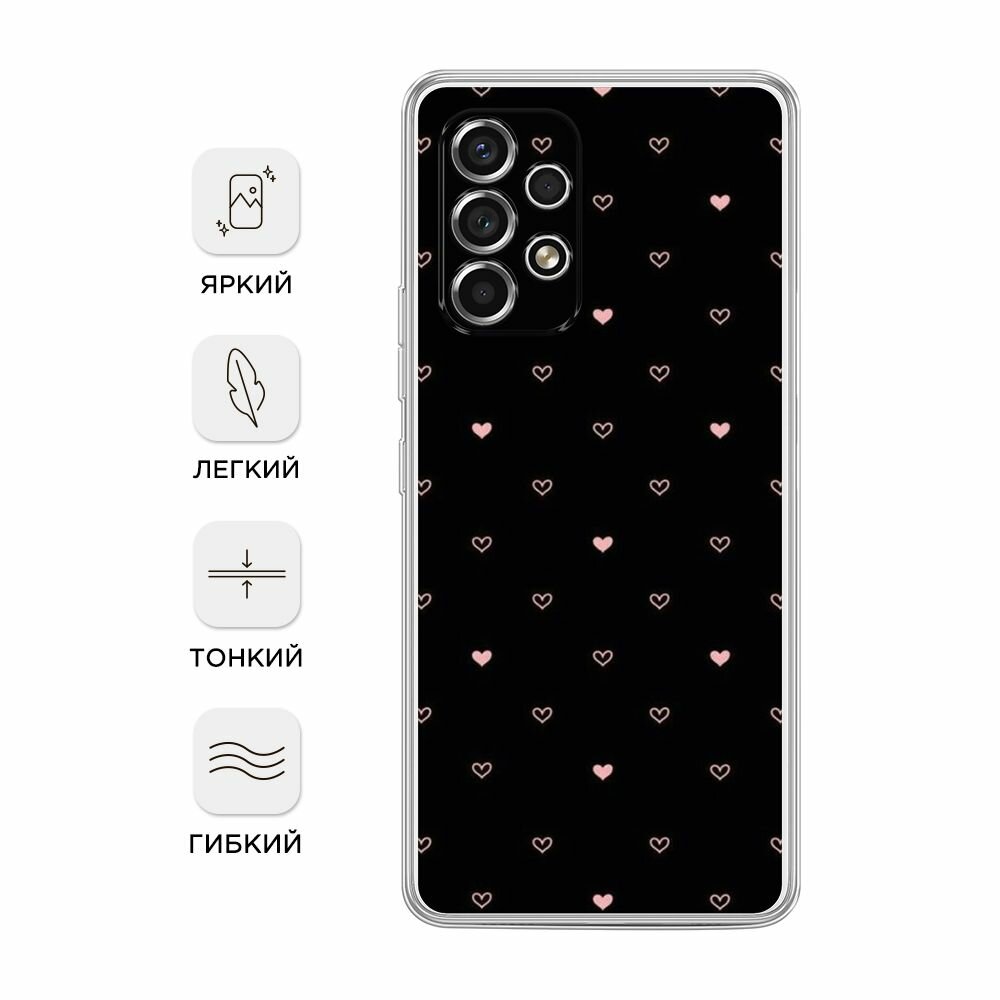 Чехол на Samsung Galaxy A53 / Самсунг Галакси А53 с принтом "Черный фон и сердечки" — фото 1
