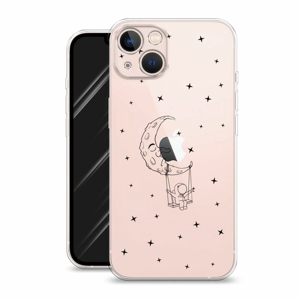 Чехол на Apple iPhone 13 / Айфон 13 с принтом Качели на луне, прозрачный — фото 1