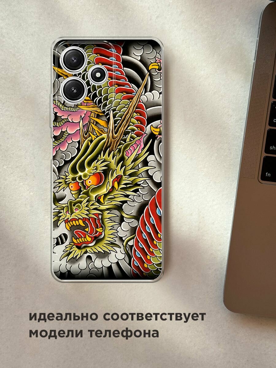 Чехол на Xiaomi Redmi 12 / Сяоми Редми 12 с принтом "Японский дракон" — фото 1