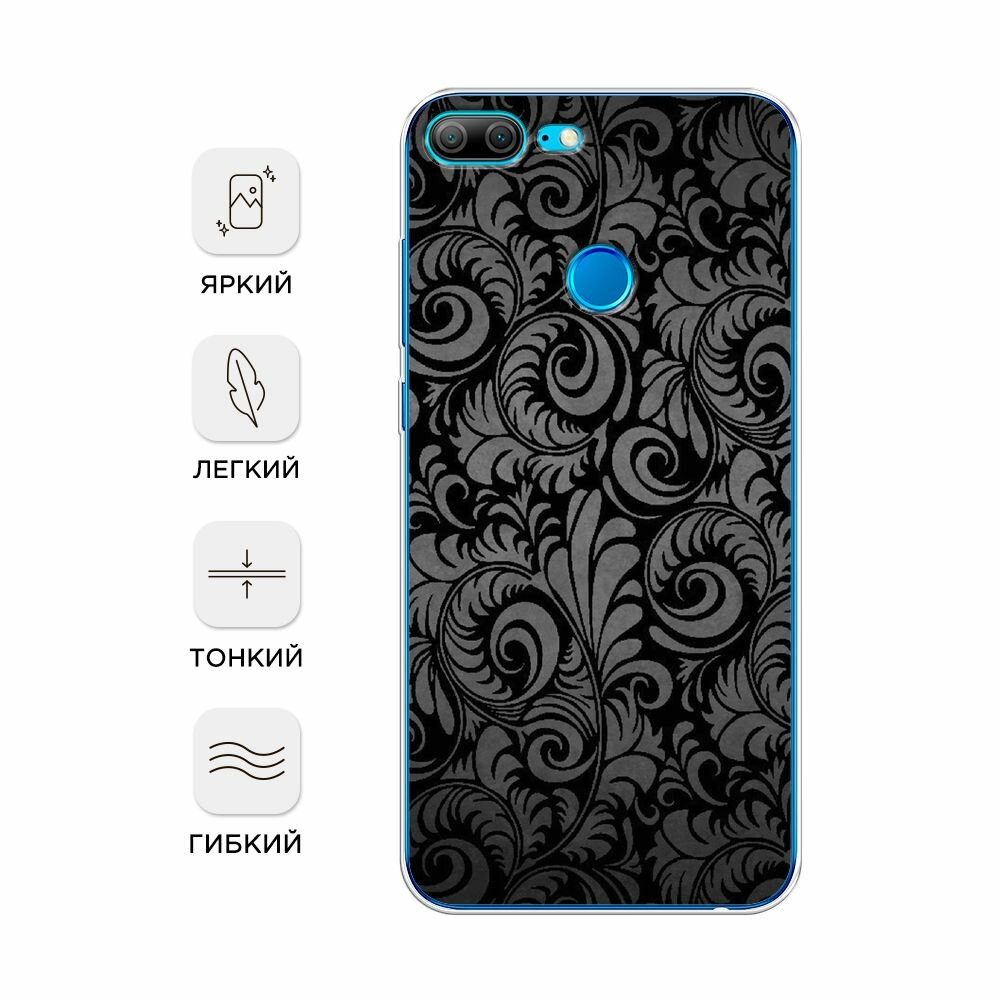 Чехол на Honor 9 Lite / Хонор 9 Лайт с принтом "Чёрный узор" — фото 1